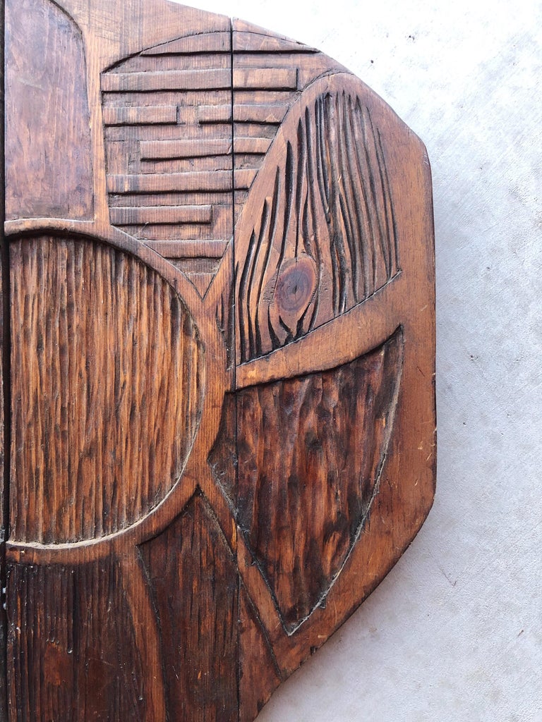 Vintage Sculptural Wooden Wall Carving For Sale at 1stDibs