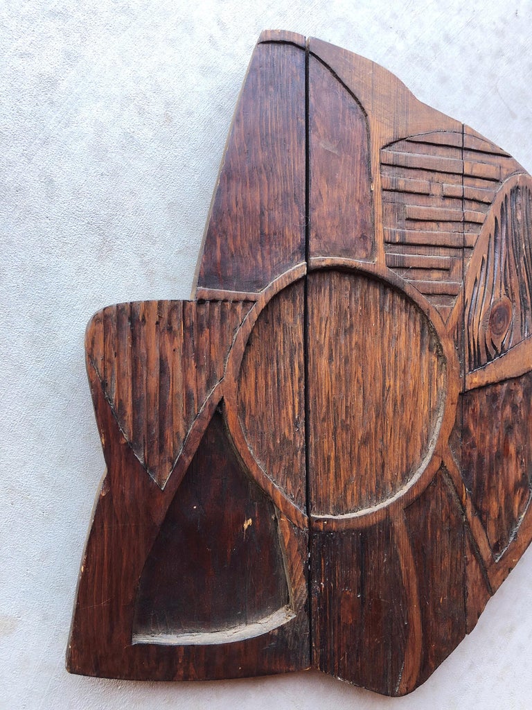 Vintage Sculptural Wooden Wall Carving For Sale at 1stDibs