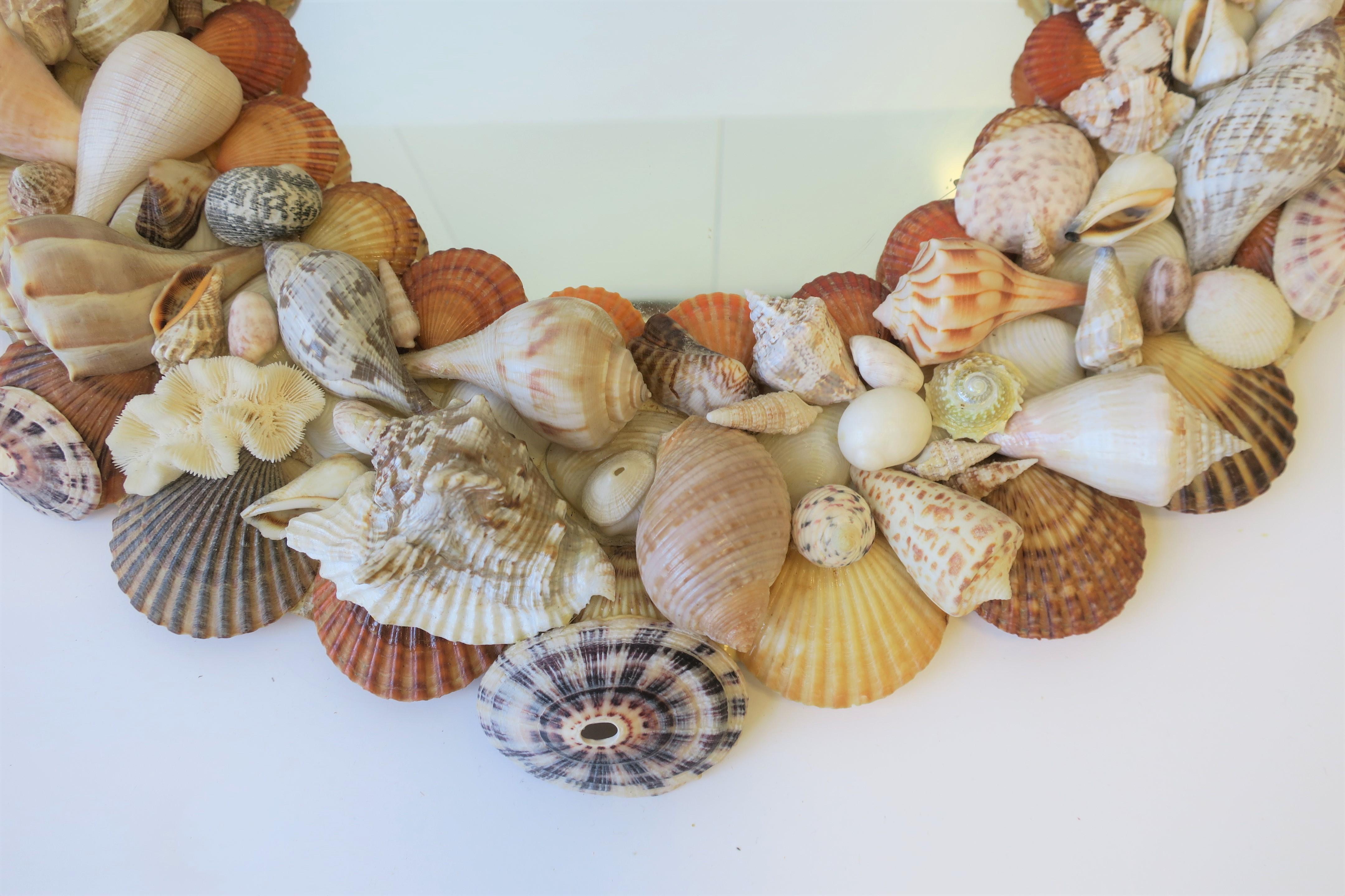 Vintage Seashell Round Wall Mirror at 1stDibs | round seashell mirror ...