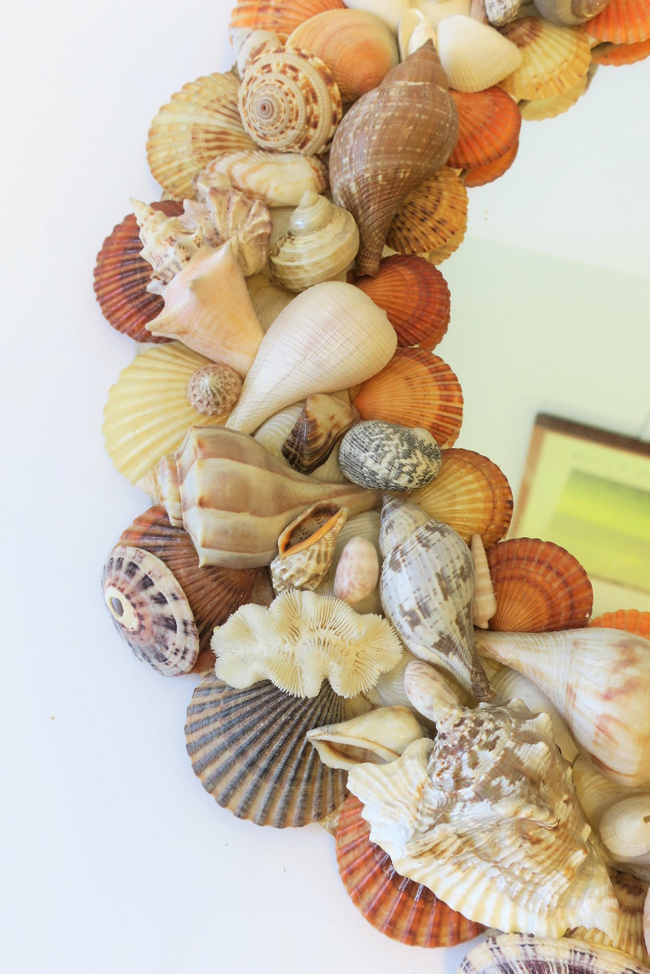 Vintage Seashell Round Wall Mirror at 1stDibs | round seashell mirror ...
