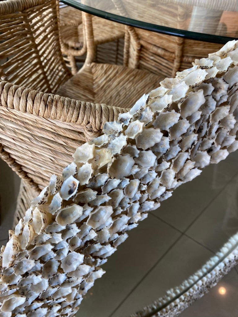 Vintage Seashell Shell Encrusted Round Circular Palm Beach Wall Mirror ...