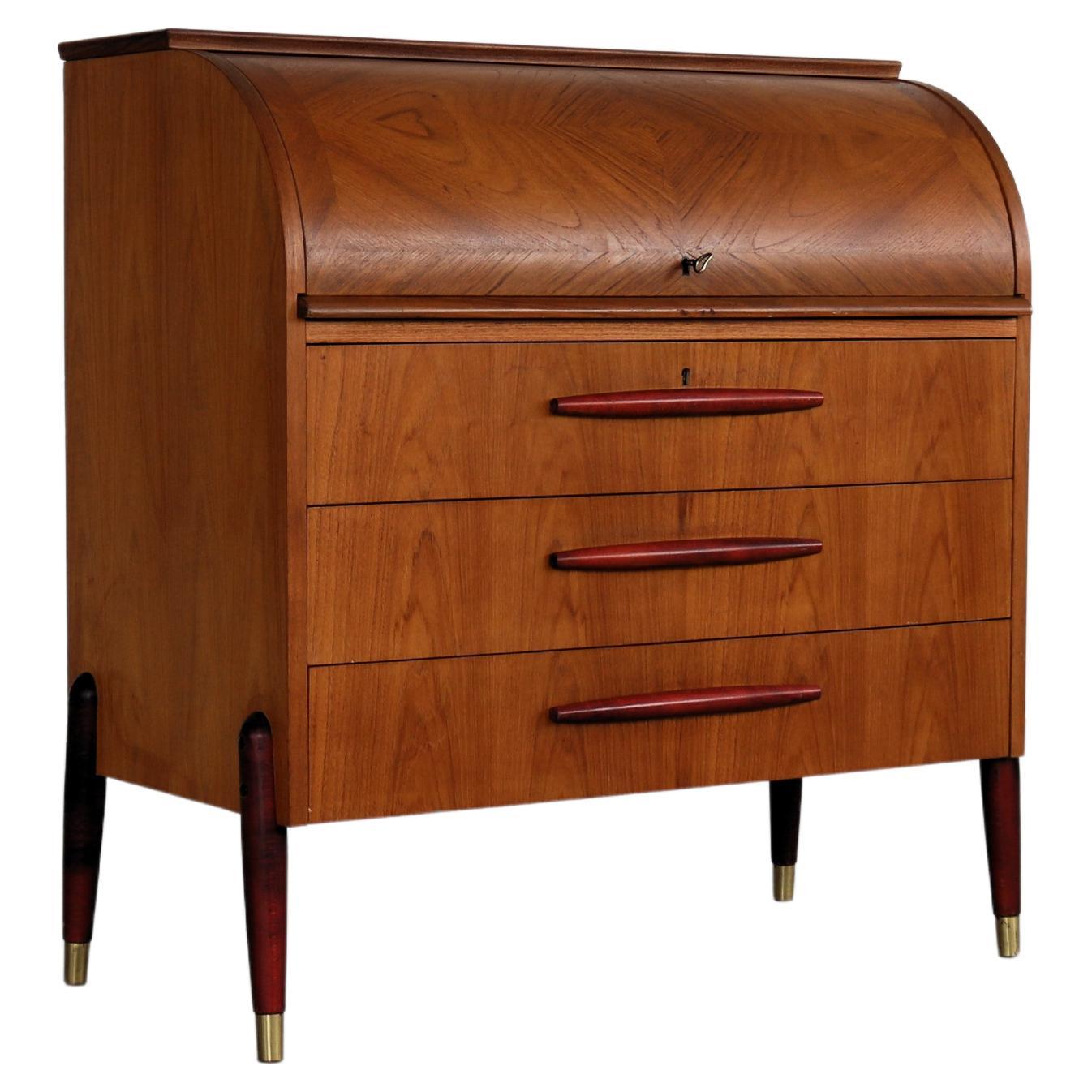 Vintage Boho Henredon Folio Arched Secretary Desk For Sale at 1stDibs ...