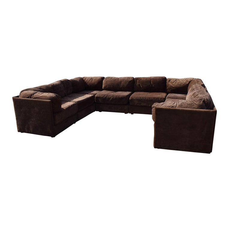 Vintage Sectional Pit Sofa by Kroehler Chocolate Brown Suede Like ...