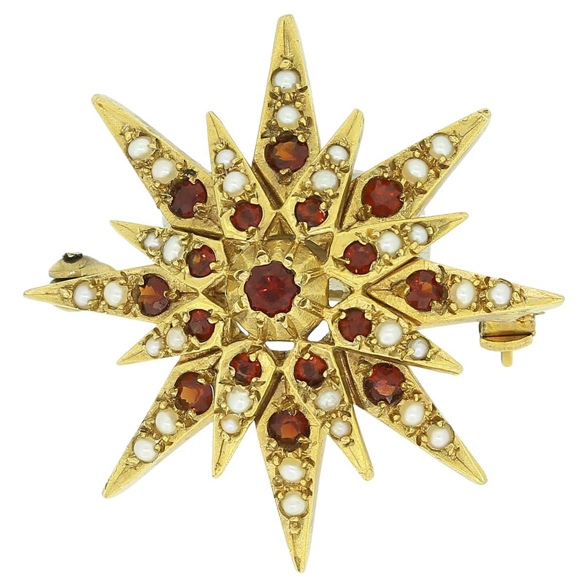 Vintage Sapphire and Diamond Star Brooch For Sale at 1stDibs