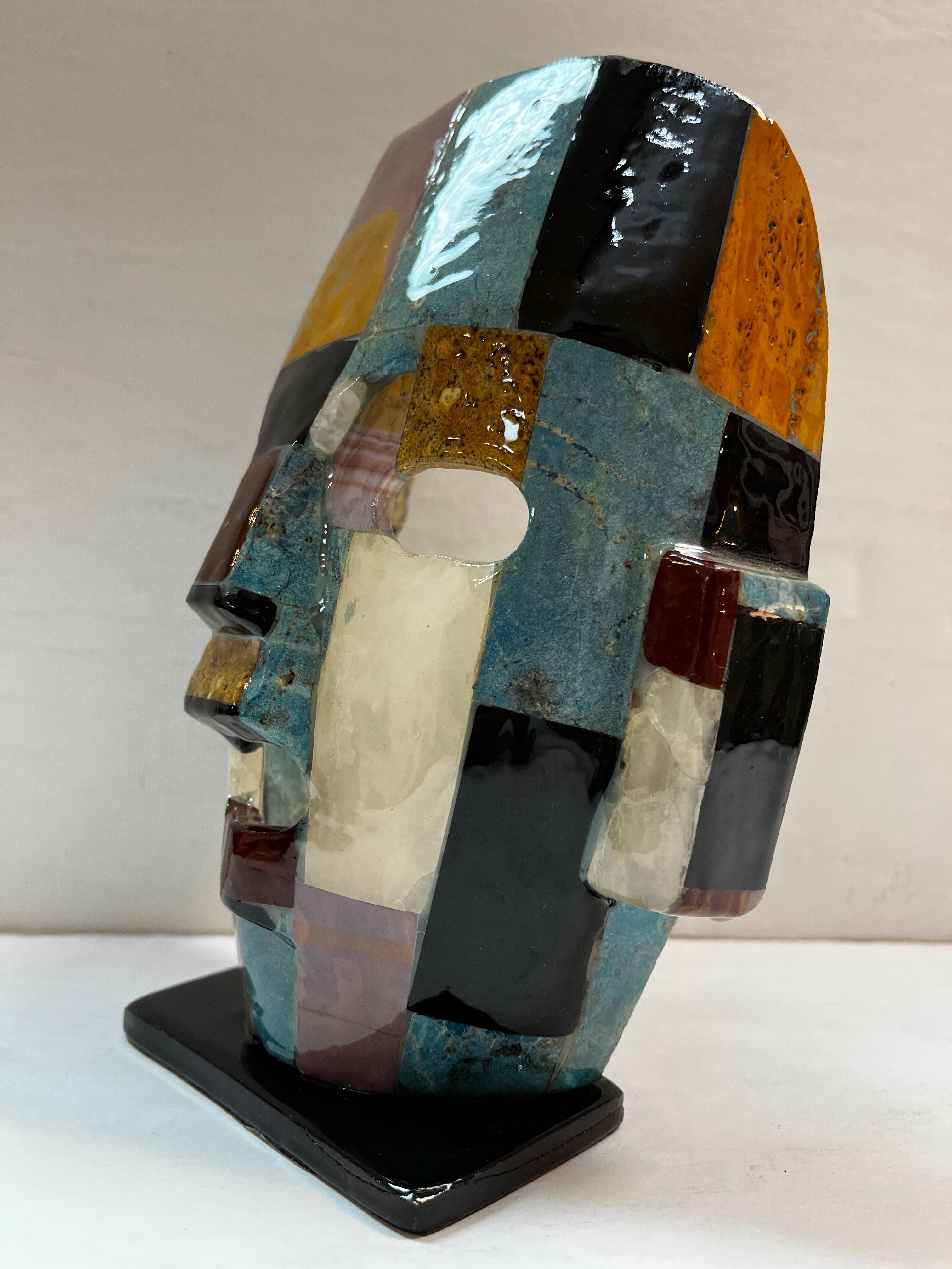 Vintage Semi Precious Gemstone Latin American Facial Mask Sculpture on ...