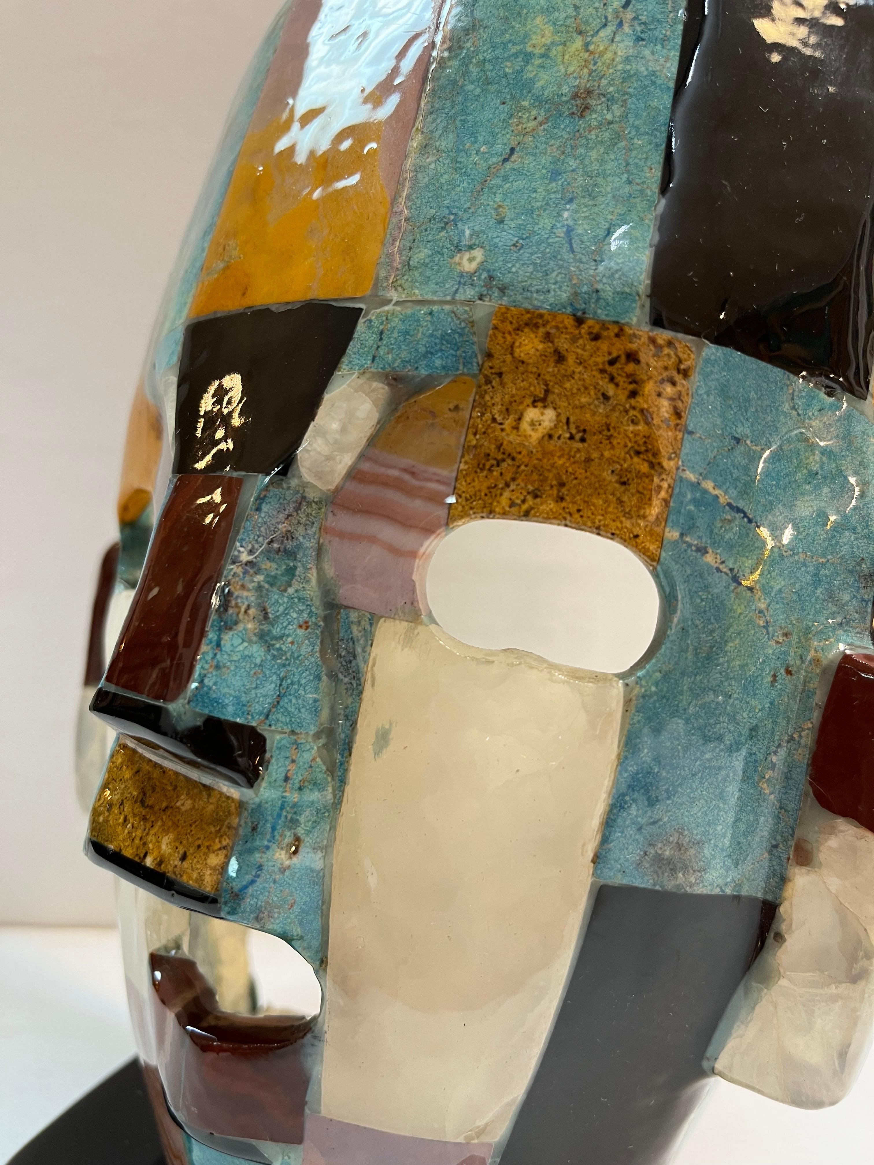 Vintage Semi Precious Gemstone Latin American Facial Mask Sculpture on ...