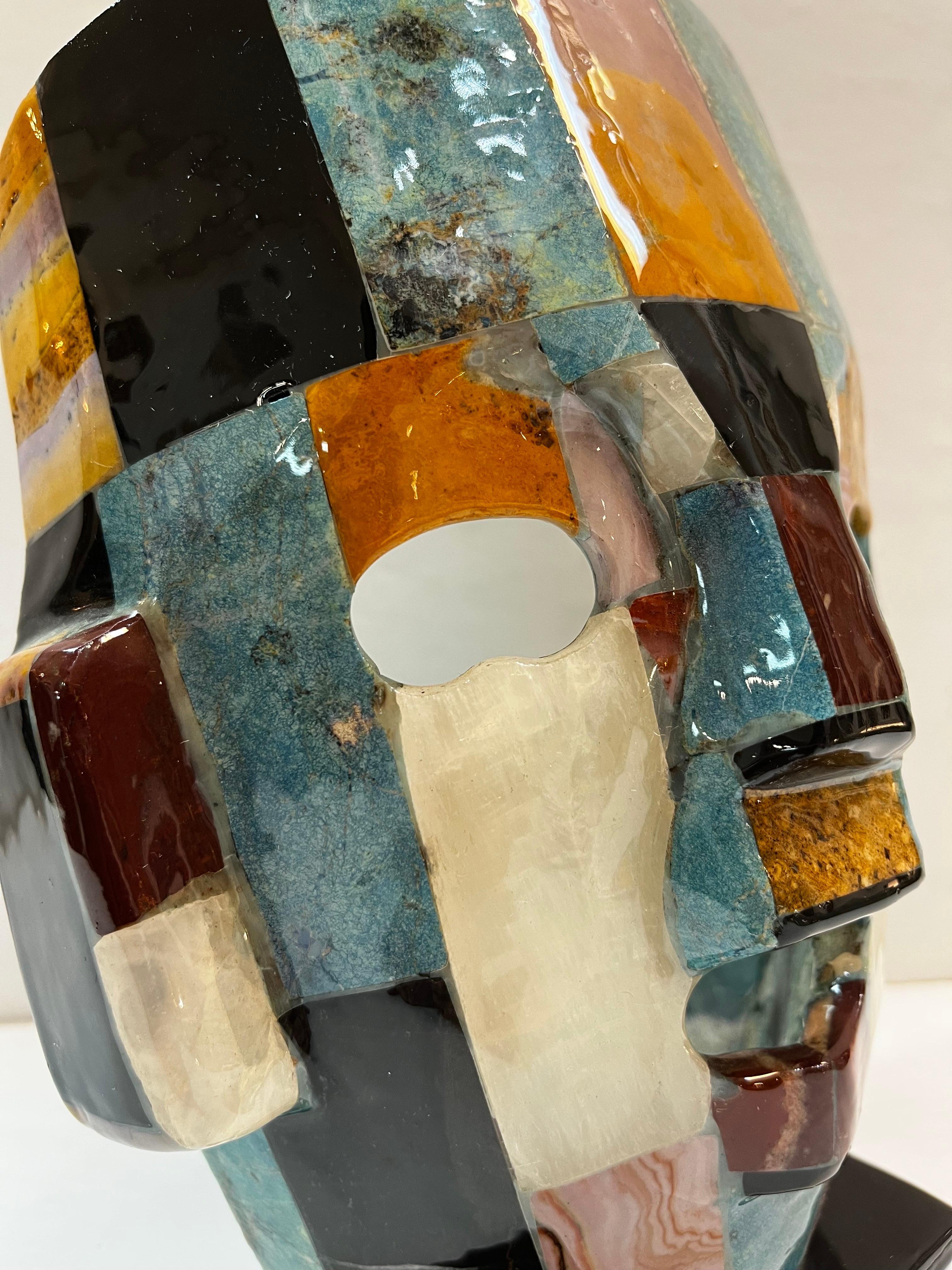 Vintage Semi Precious Gemstone Latin American Facial Mask Sculpture on ...