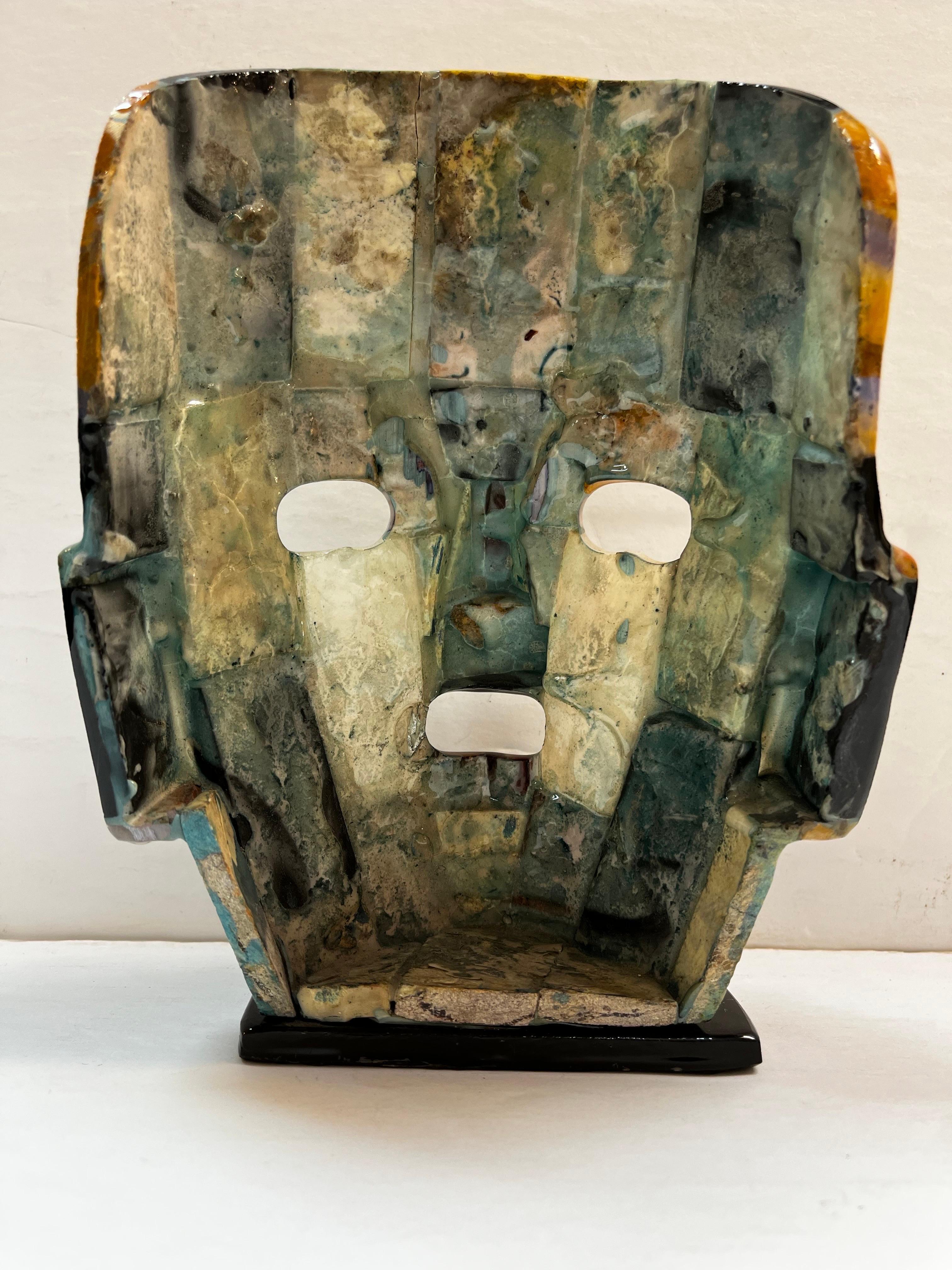 Vintage Semi Precious Gemstone Latin American Facial Mask Sculpture on ...