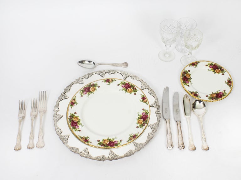 Vintage Set 14 Silver Plated Under Plates Mid 20th C For Sale at 1stDibs