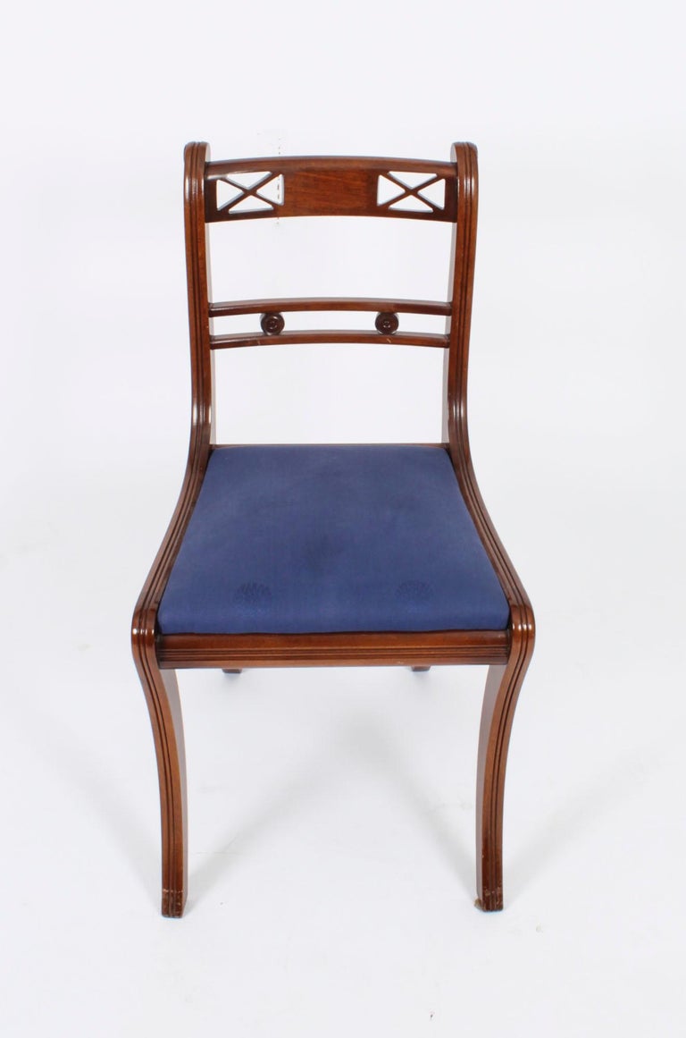 Vintage Set 8 Regency Revival Bar back Dining Chairs 20th Century For ...