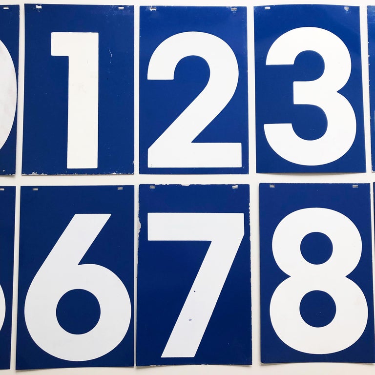 Vintage SET Gas Station Numbers, Midcentury, Blue and White, Shop Sign ...