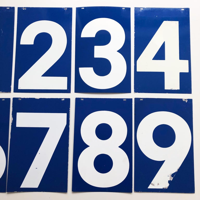 Vintage Set Gas Station Numbers, Midcentury, Blue and White, Shop Sign ...