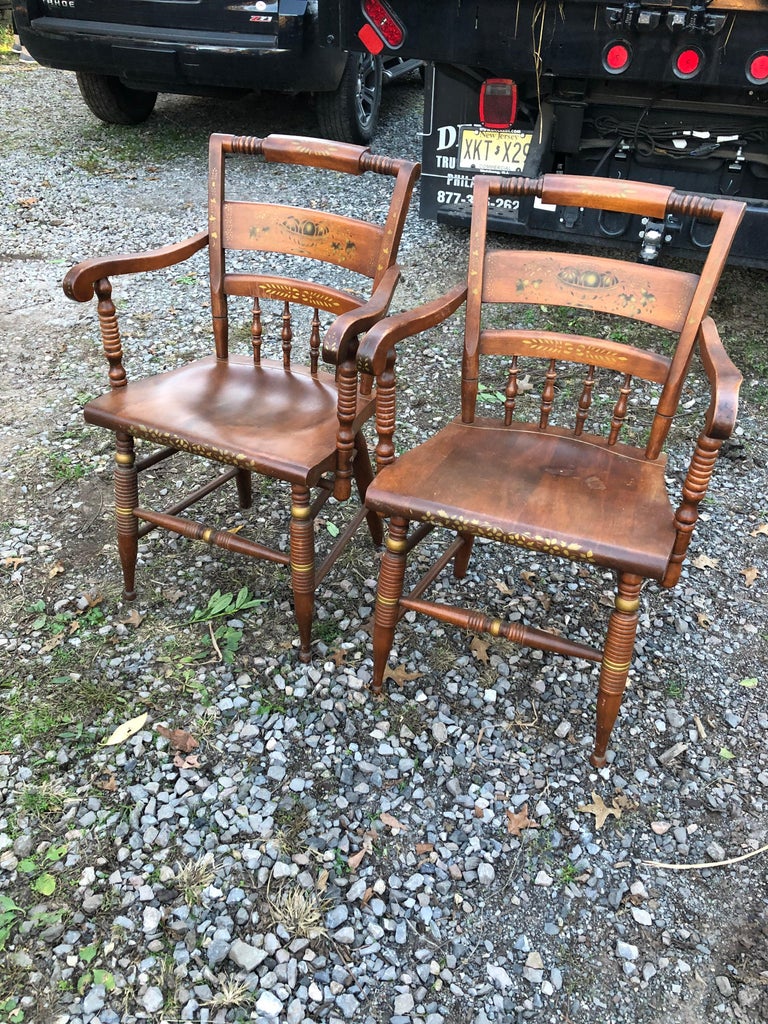 Vintage Set of 10 Nichols and Stone Classic Paint Decorated Dining ...