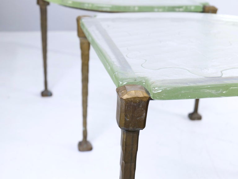 Vintage Set of 2 German Cast Bronzed Tables in Style of Lothar Klute ...