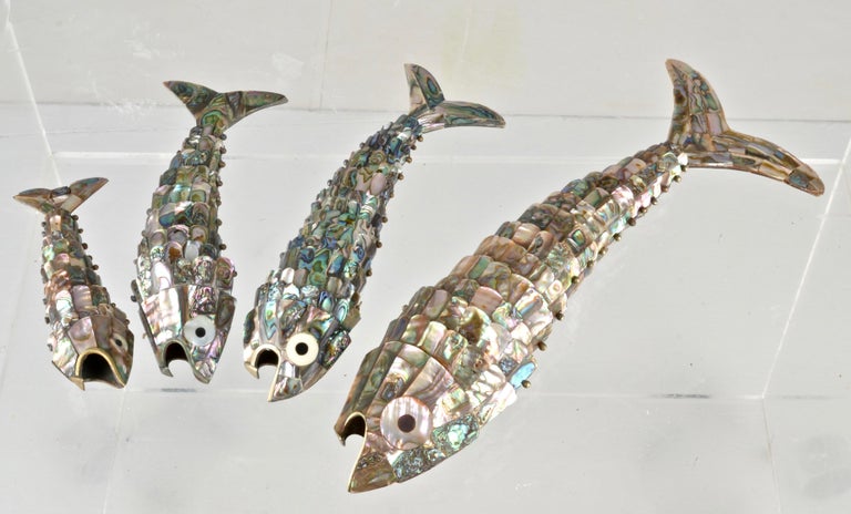 Vintage Set of 4 Mexican Abalone Fish Graduated Sizes Including Super ...