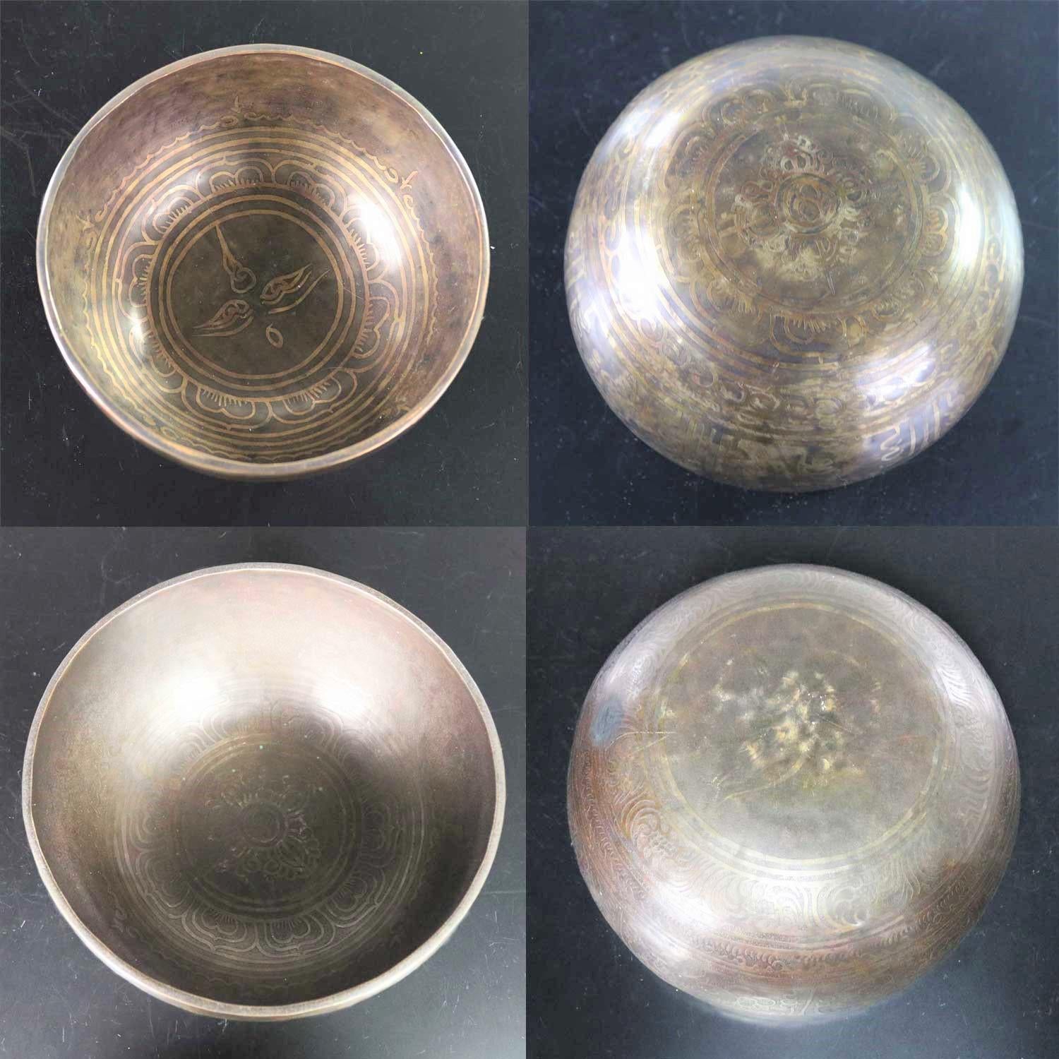 Vintage Set of 6 Bronze Nesting Incised Singing Bowls Standing Bowls ...