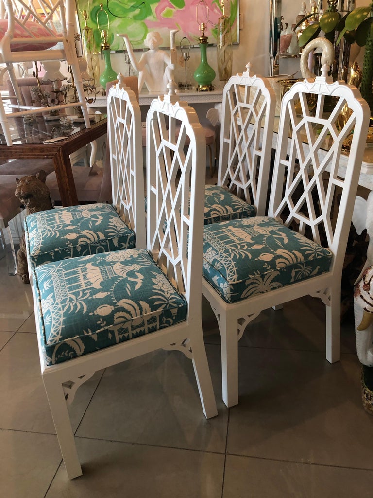 Vintage Set of 6 Newly Lacquered Pagoda Chinese Chippendale Dining ...