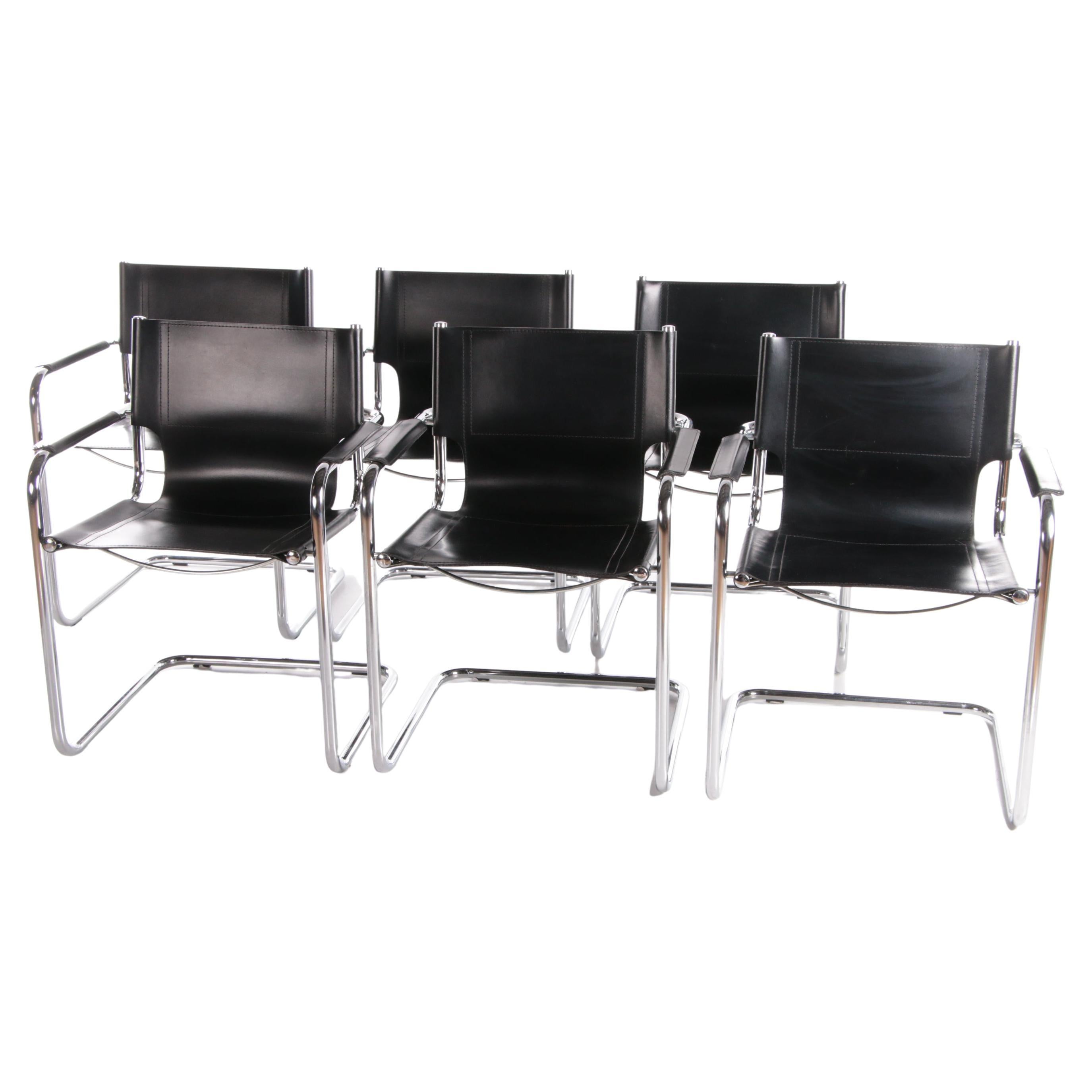 Set of Six Steel Cantilever Dining Chairs in the Style of Mart Stam at ...