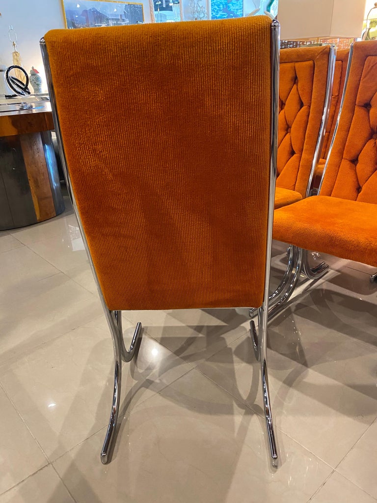 Vintage Set of 8 Chrome Cantilevered Side Dining Chairs by Howell Co ...