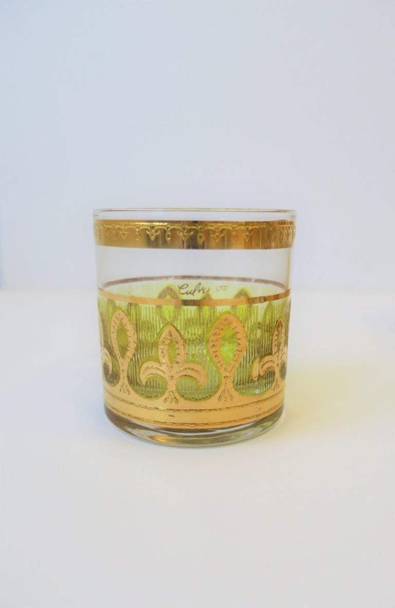 '60s Designer Set of Yellow and Gold Rocks' Cocktail Glasses at 1stDibs