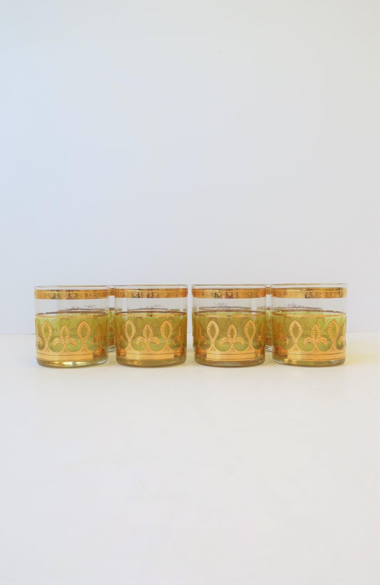 '60s Designer Set of Yellow and Gold Rocks' Cocktail Glasses at 1stDibs