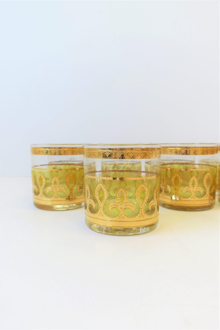 '60s Designer Set of Yellow and Gold Rocks' Cocktail Glasses at 1stDibs