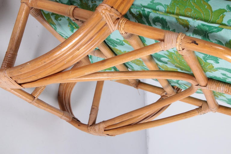 Vintage Set of Bamboo Lounge Armchairs and Ottoman with Side Tables ...