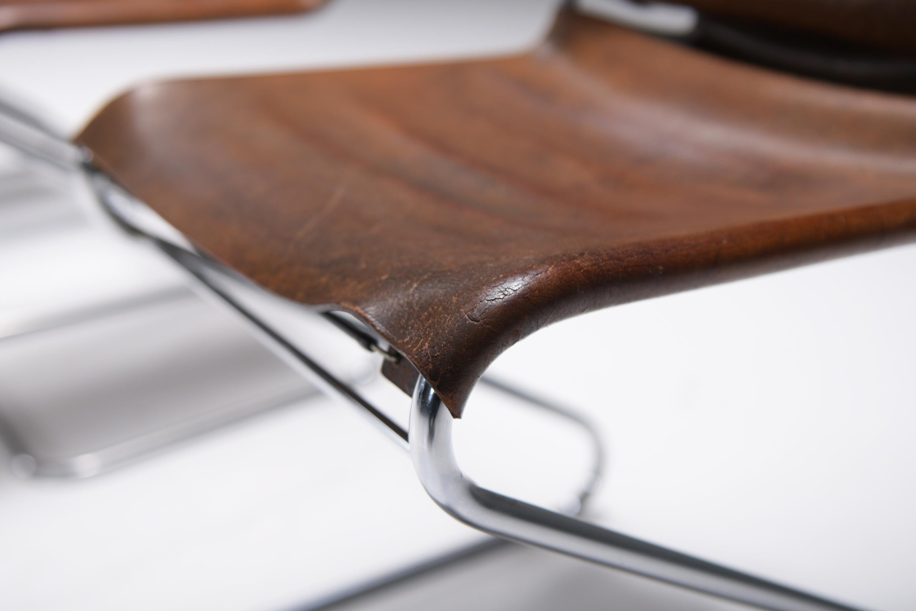 Vintage set of ‘Biscia’ dining chair in leather by Pascal Mourgue for ...