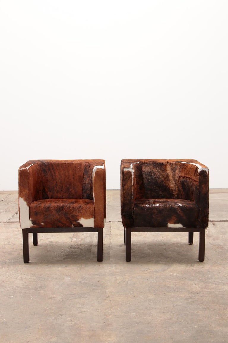 Vintage Set of Cowhide Armchairs, 1970 For Sale at 1stDibs
