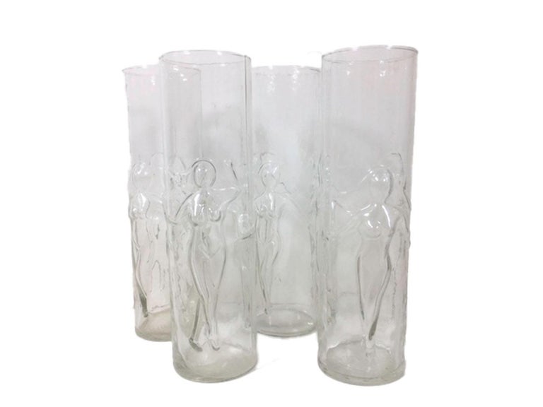 Vintage Set of Eight Libbey Molded Glass "Le Femme" Zombie Glasses For ...