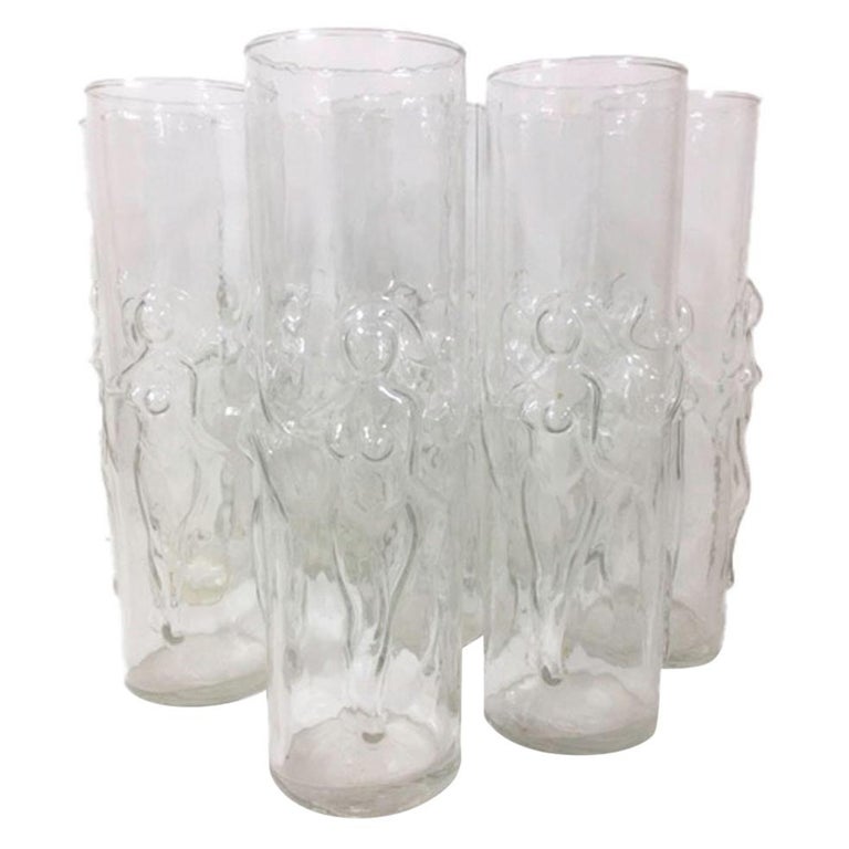Vintage Set of Eight Libbey Moulded Glass "Le Femme" Zombie Glasses For ...