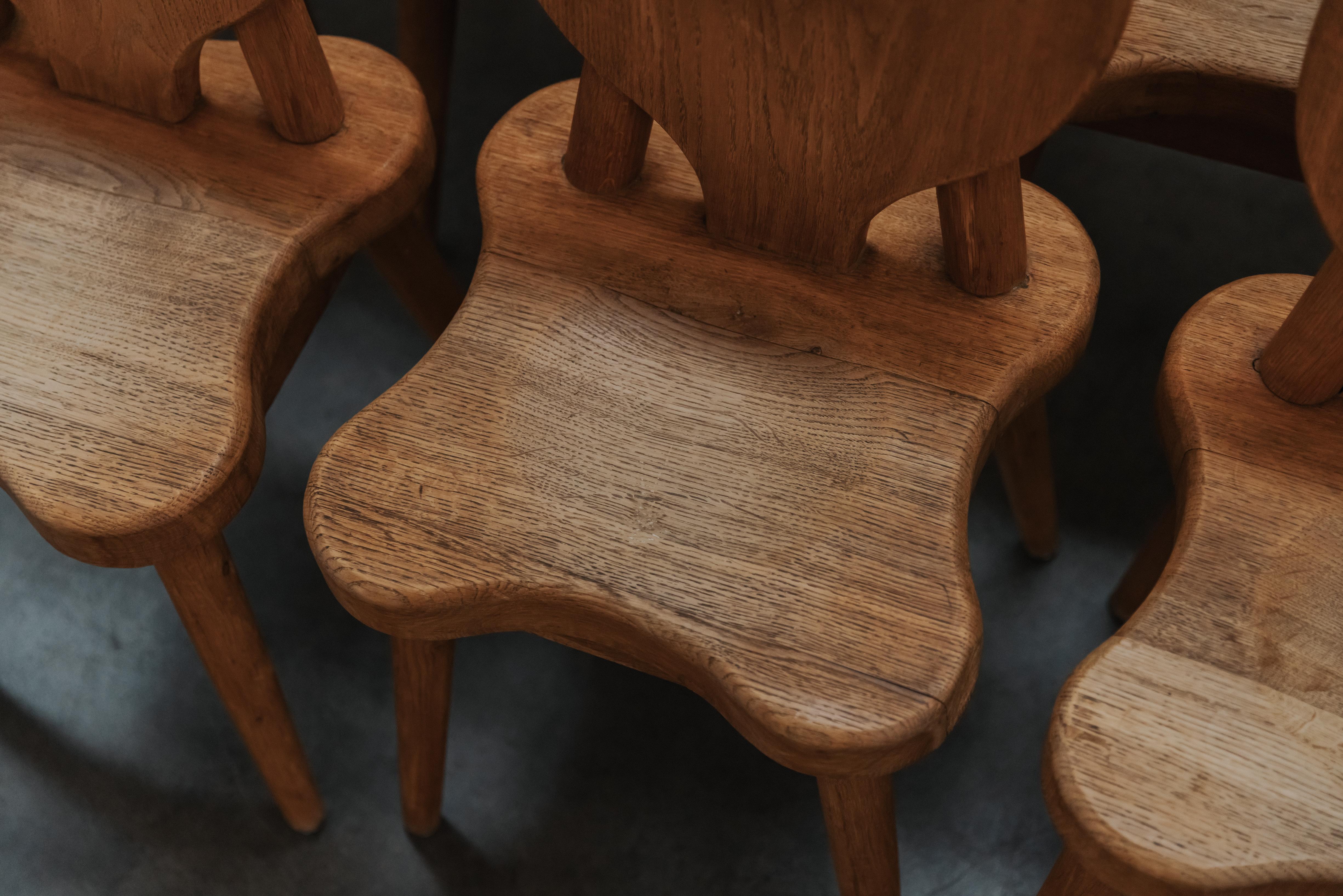 Vintage Set Of Eight Oak Dining Chairs From France, Circa 1960 For Sale ...