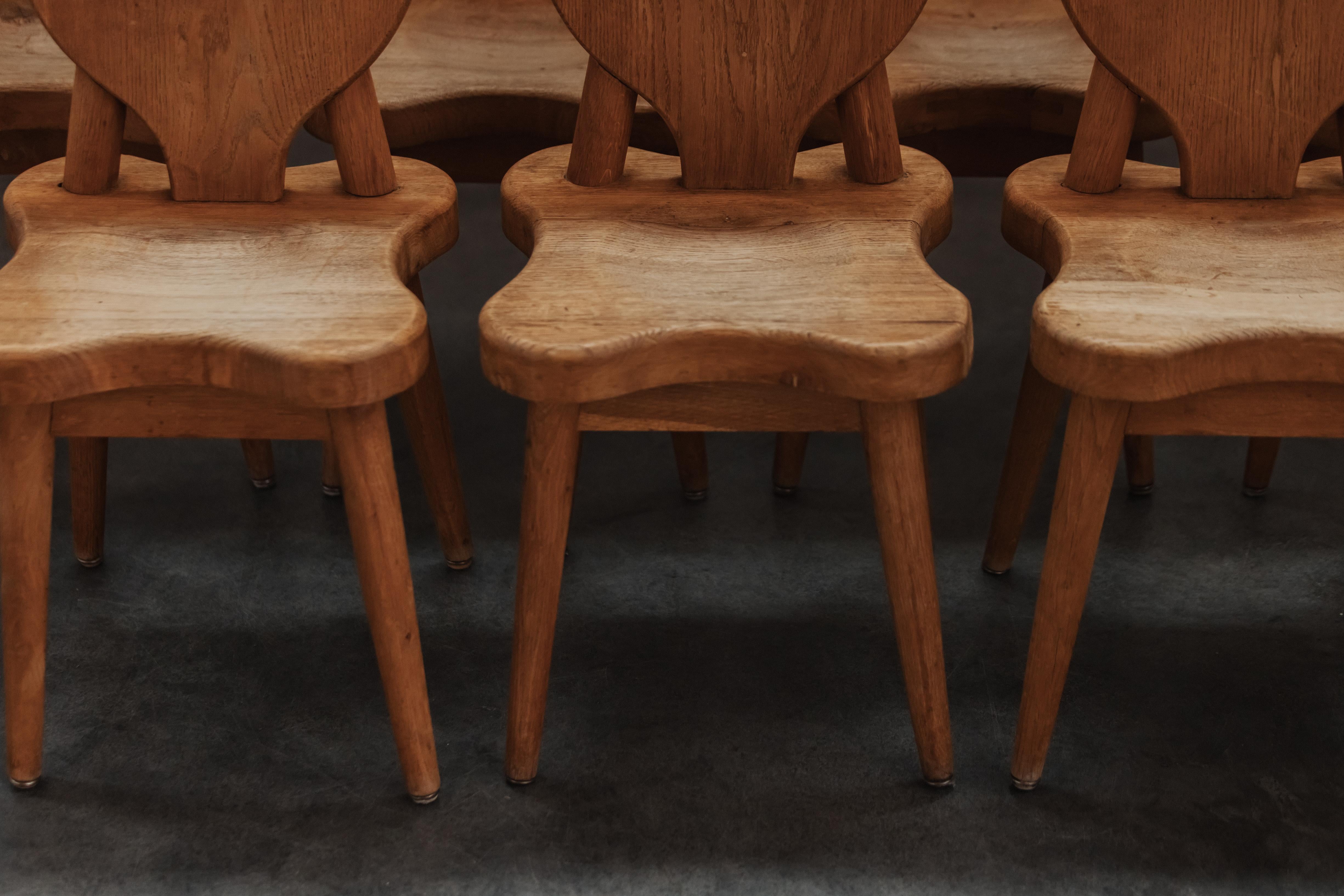 Vintage Set Of Eight Oak Dining Chairs From France, Circa 1960 For Sale ...