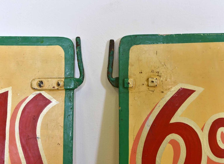 Vintage Set of Five Small Fairground Double Sided Painted Signs English ...