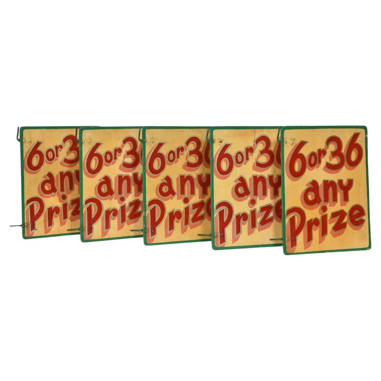 Vintage Set of Five Small Fairground Double Sided Painted Signs English ...