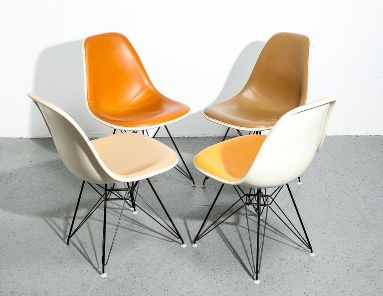 Vintage Set of Four Eames Upholstered Dining Chairs at 1stDibs