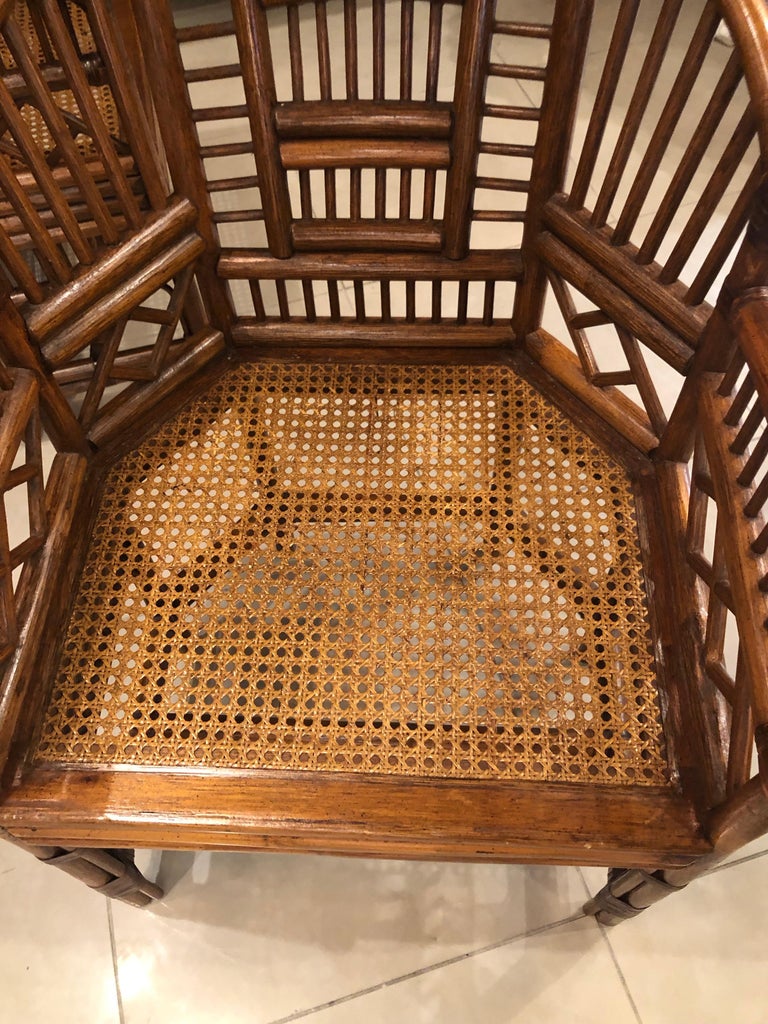 Vintage Set of Four Rattan Chinese Chippendale Brighton Style Arm ...