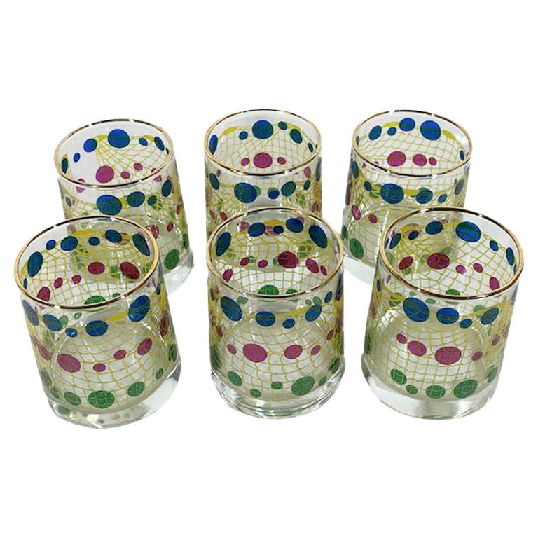 Vintage, Set of Six Bartlett Collins Rocks Glasses in the Gibraltar ...