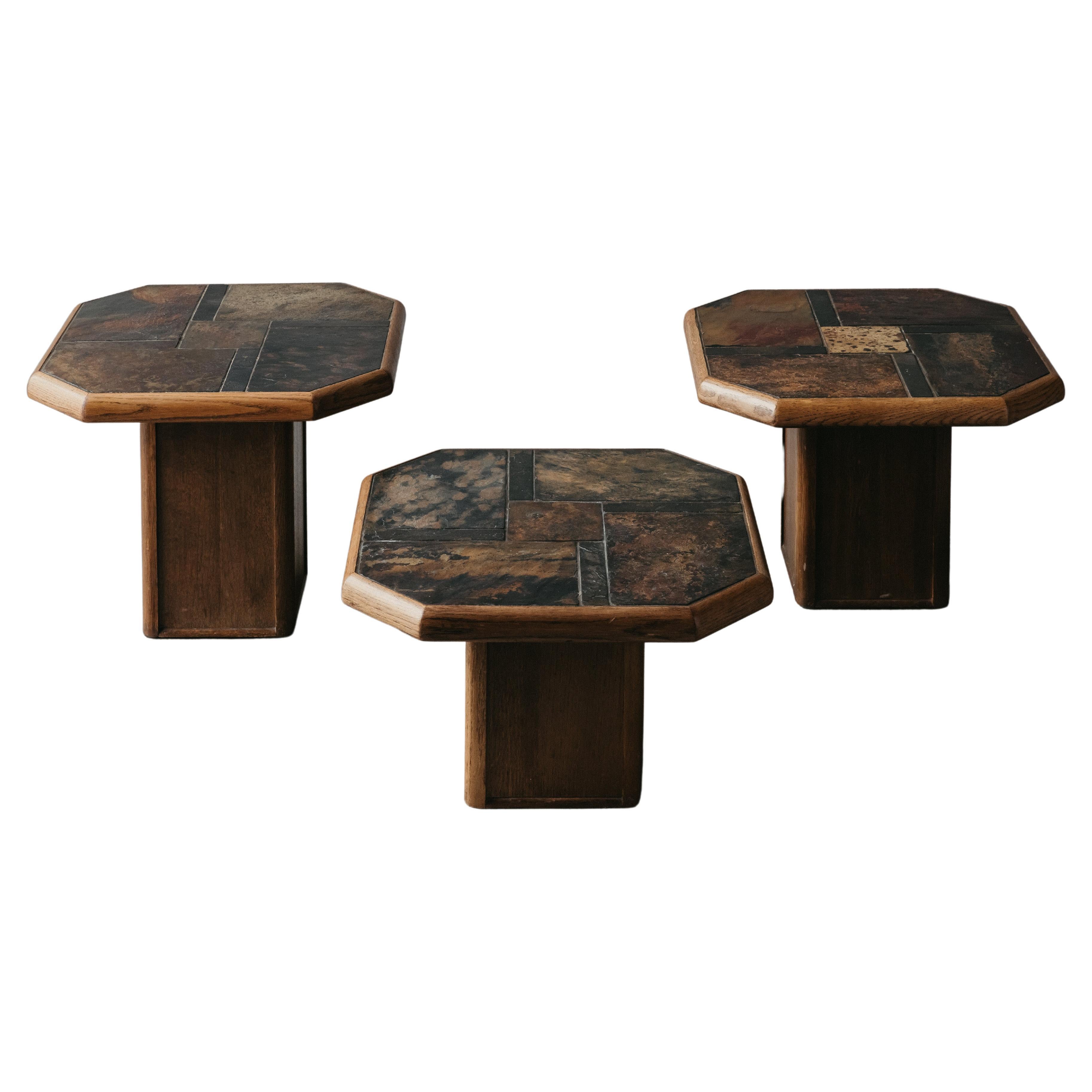 Vintage Set Of Stone and Tile Coffee Tables From France, Circa 1960 For ...