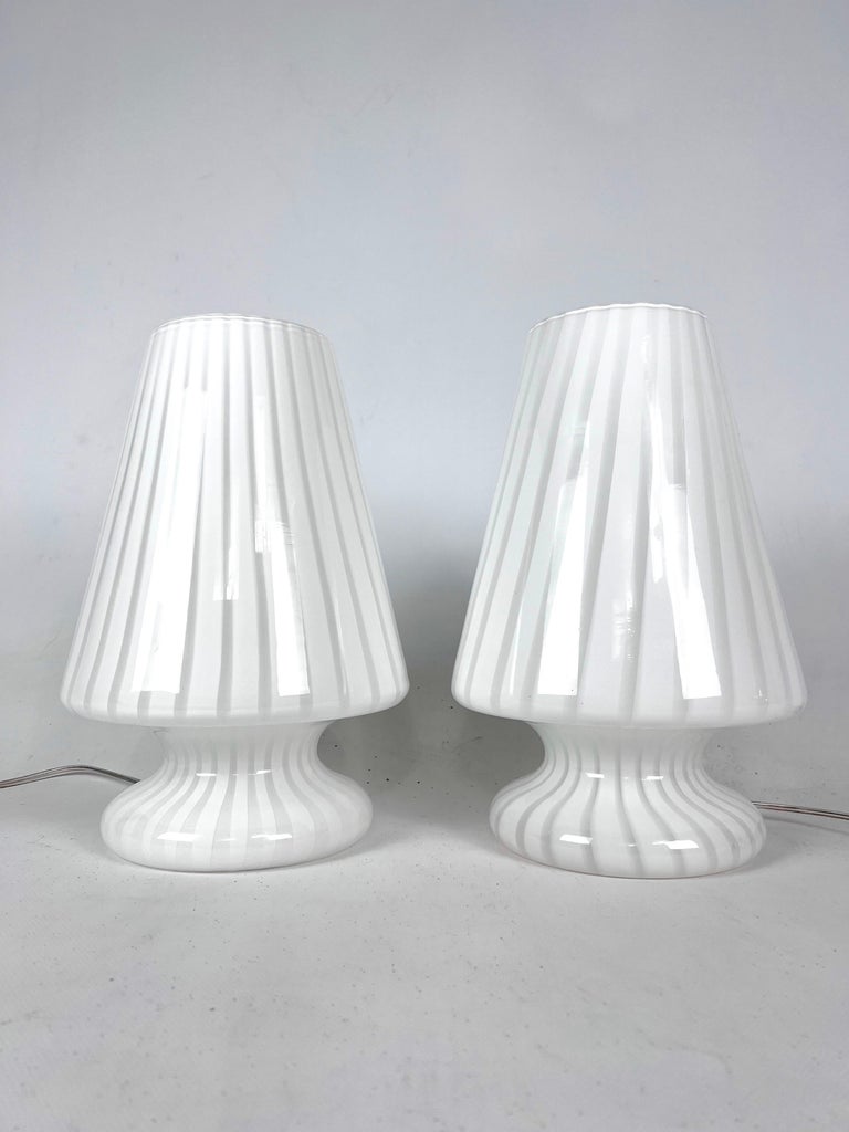 Vintage Set of Two Postmodern Murano Glass Table Lamps from 70s For ...