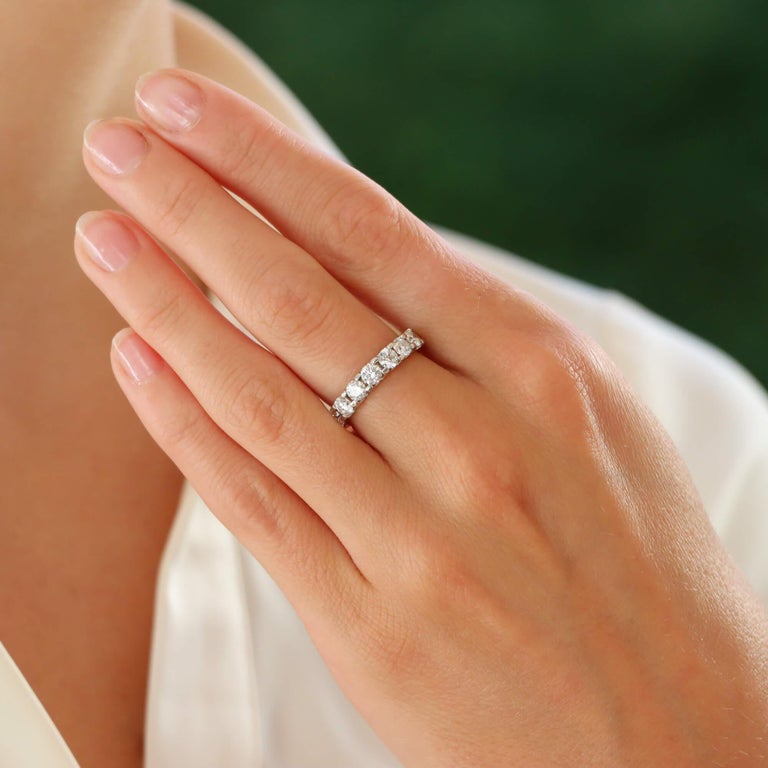 Vintage Seven Stone Diamond Ring Set in Platinum For Sale at 1stDibs