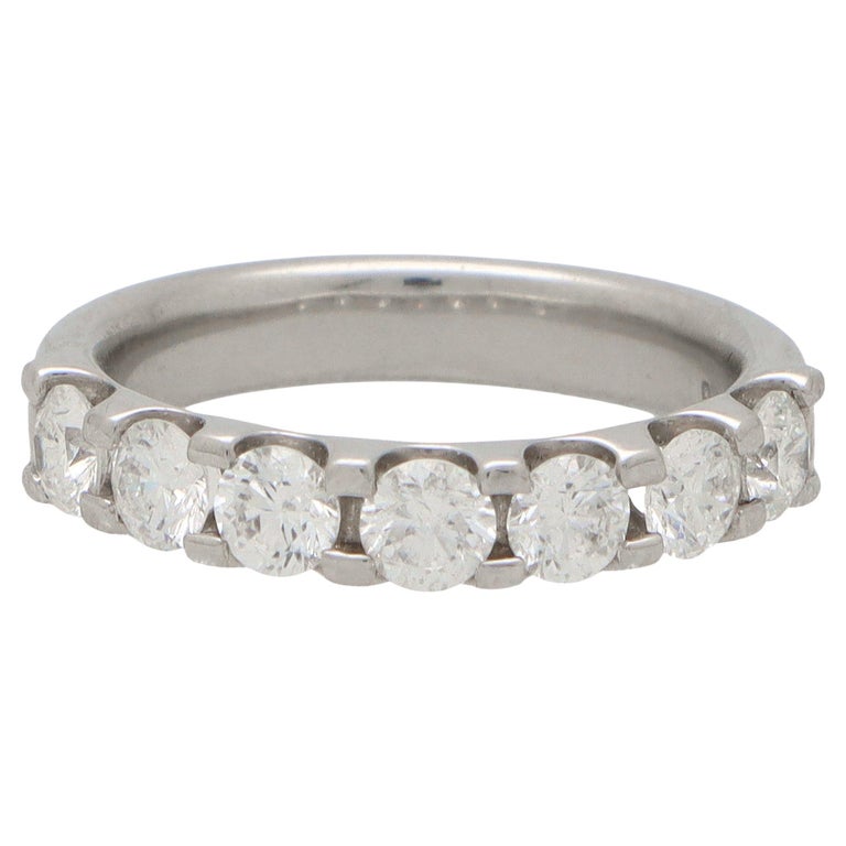 Vintage Seven Stone Diamond Ring Set in Platinum For Sale at 1stDibs