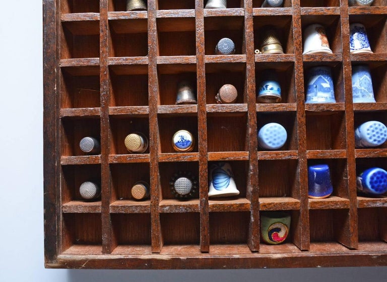 Vintage Shadow Box with Collection of Antique and Vintage Thimbles at ...