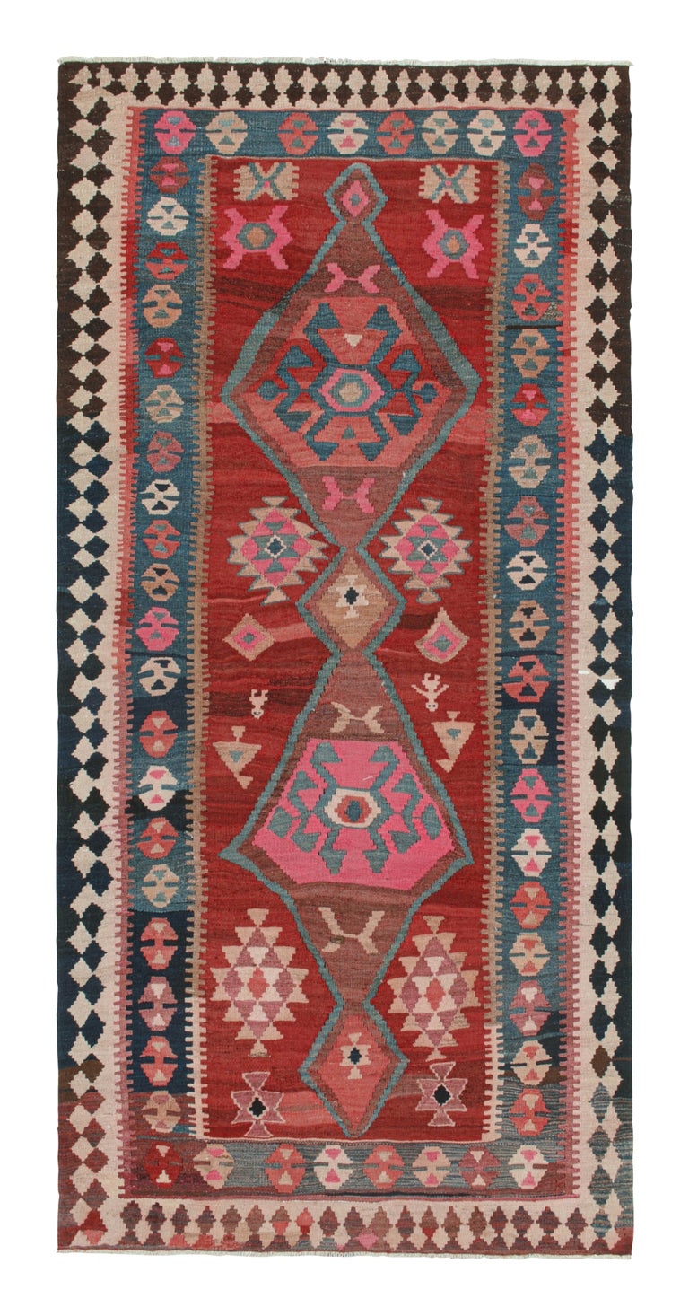 Vintage Shahsavan Persian Kilim in Red, Blue and Pink Patterns For Sale ...