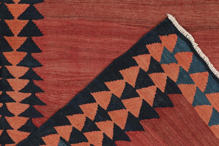 Vintage Shahsavan Persian Kilim in Red Open Field and Blue Border For ...