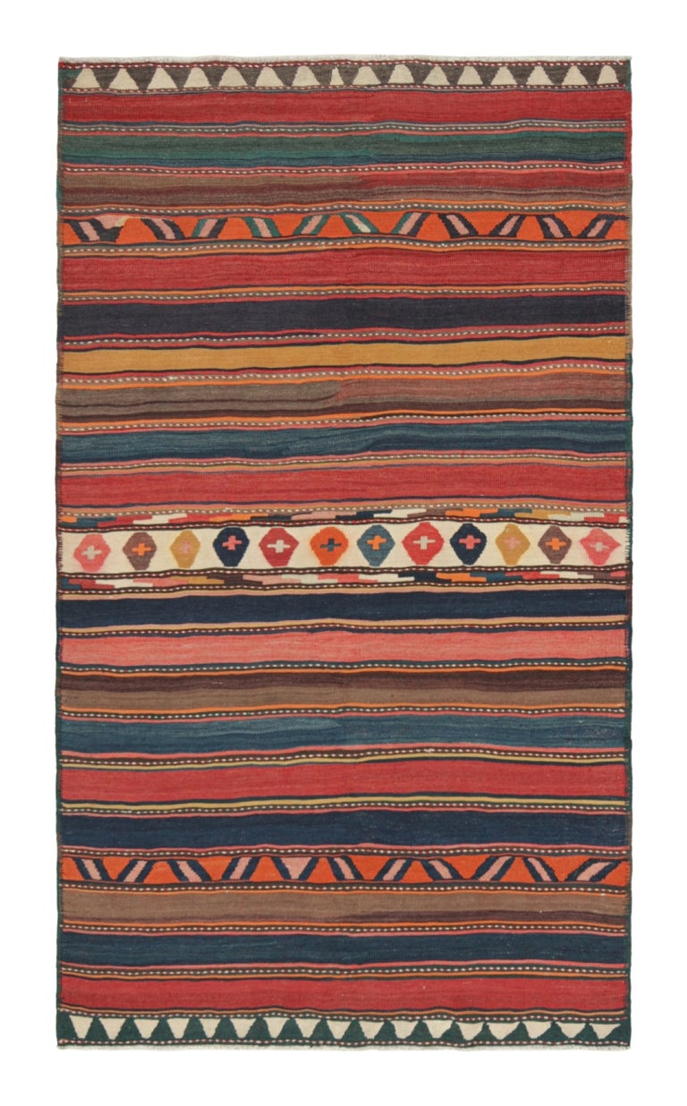 Vintage Shahsavan Persian Kilim in Stripes and Geometric Patterns For ...