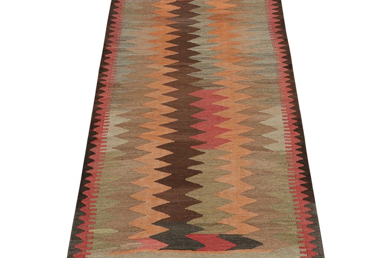 Vintage Shahsavan Tribal Kilim in Polychromatic Chevron Patterns For ...