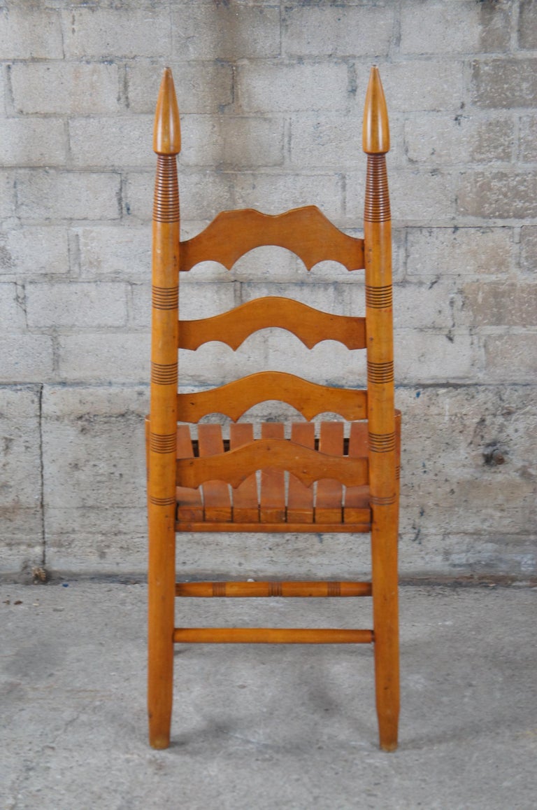 Vintage Shaker Arts and Crafts Oak Ladderback Side Accent Chair For Sale at 1stDibs