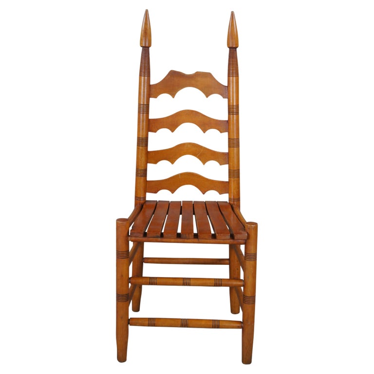 Vintage Shaker Arts and Crafts Oak Ladderback Side Accent Chair For ...