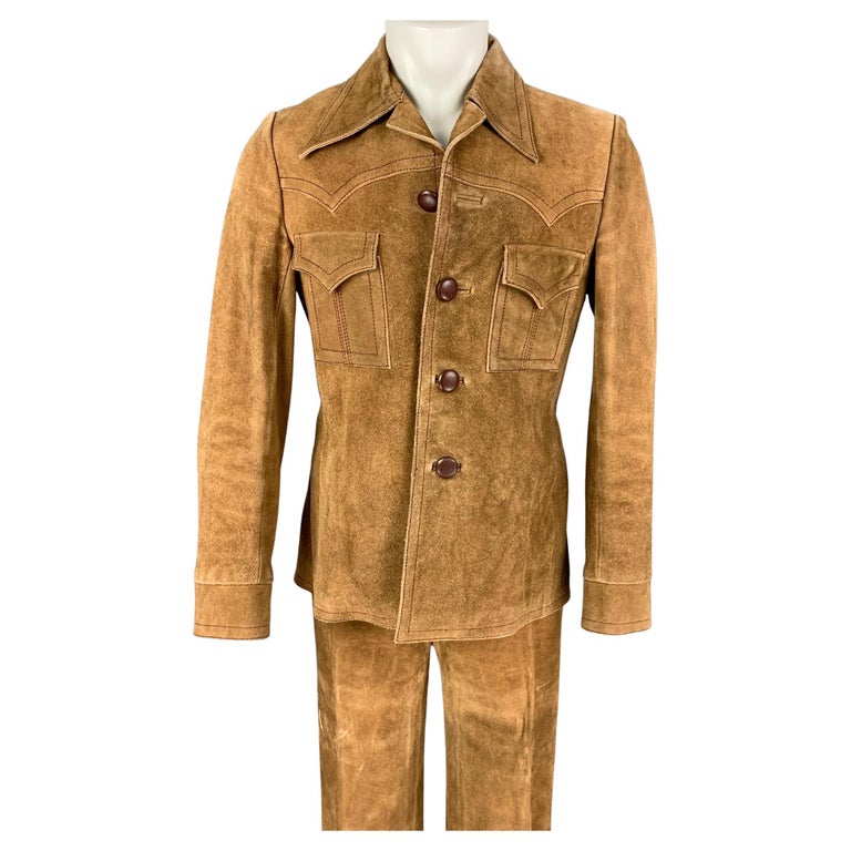 Vintage SHARON Size 38 Tan Suede Western 2 Piece Suit For Sale at 1stDibs